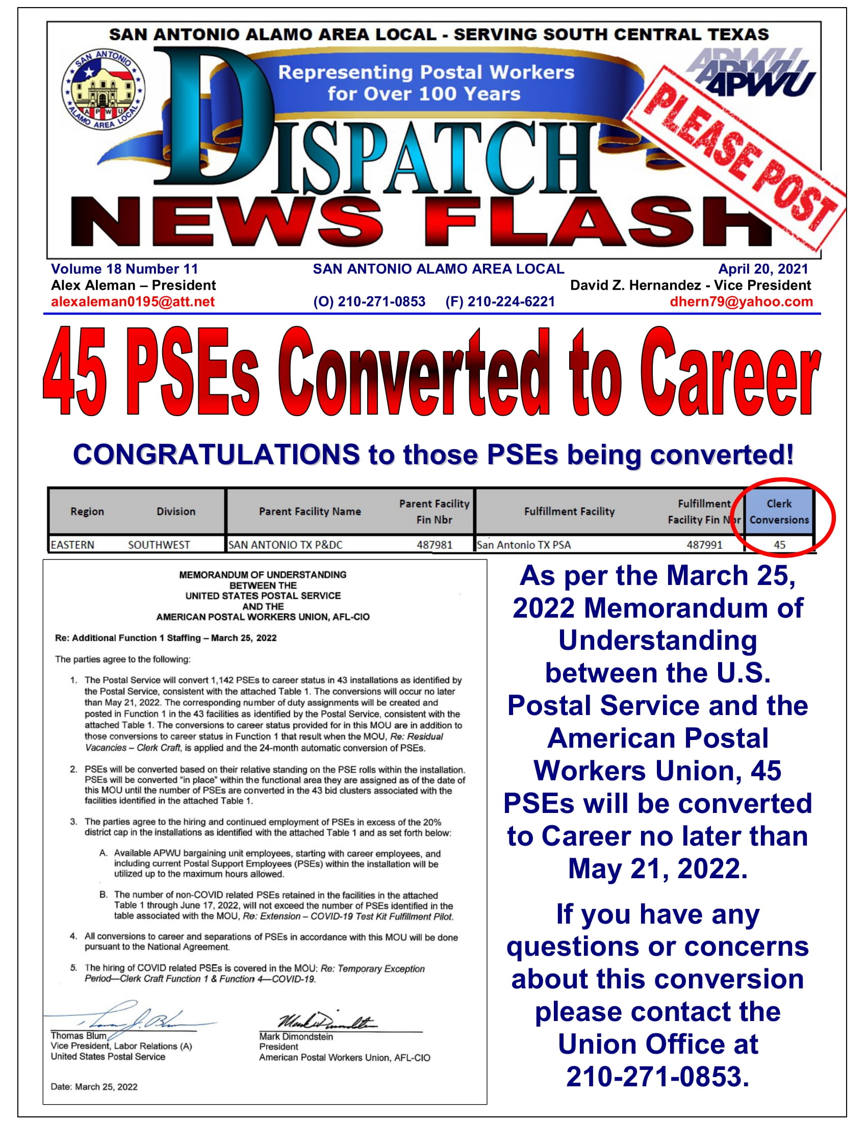 PSE Conversions - APWU