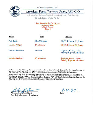 Clerk Craft - Plant - APWU