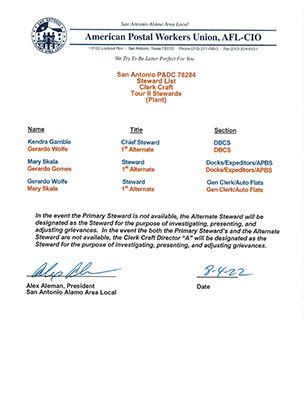 Clerk Craft - Plant - APWU