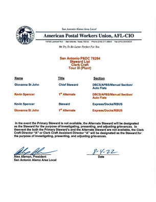 Clerk Craft - Plant - APWU