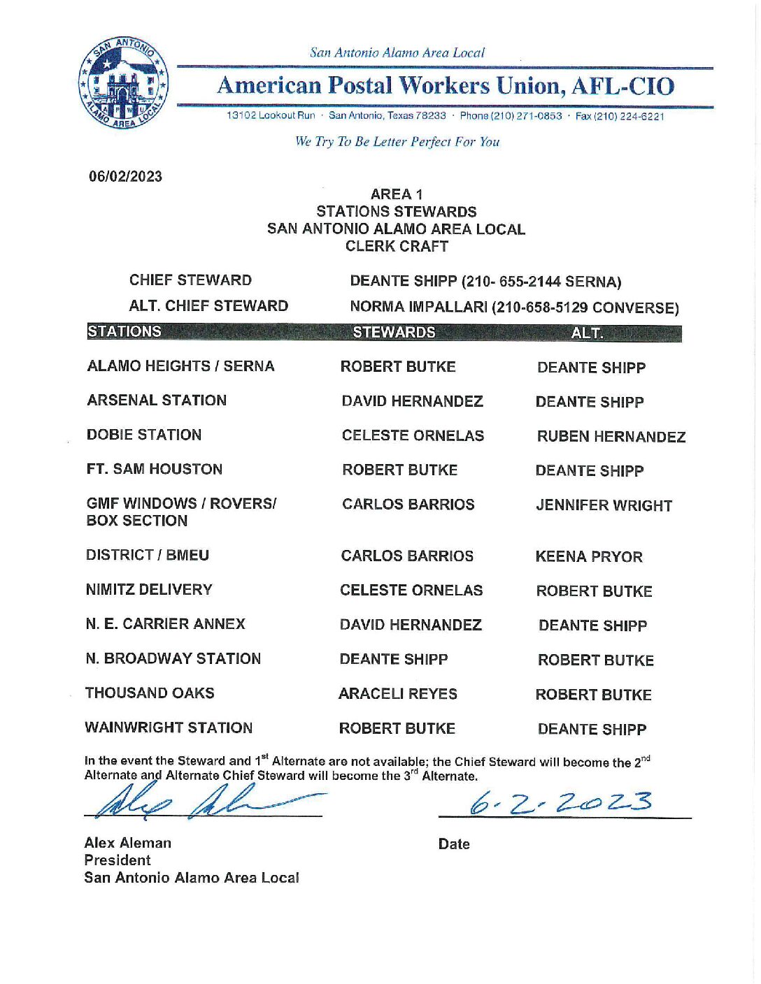 Clerk Craft - Stations - APWU