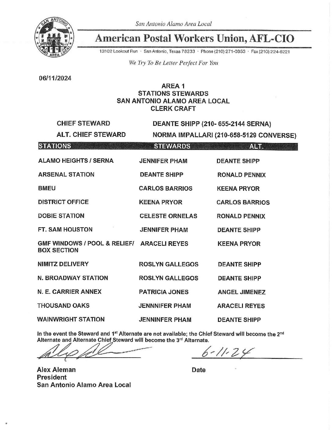 Clerk Craft - Stations - APWU